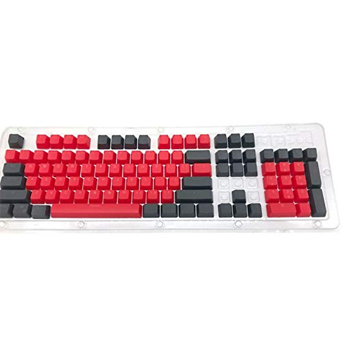 shlutesoy Keyboard Keycaps,104Pcs/Set Double Color Backlight Keycap for Cherry MX Mechanical Keyboard Black Red