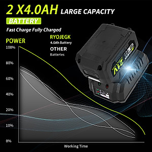 RYOJEGK 1000N.m(740ft-lbs) Cordless Impact Wrench, 21V 1/2”Brushless power Impact Gun, 0-4200 RPM w/ 2 x 4.0Ah Battery & Fast Charger & 5 Sockets, Pistola De Impacto for Car Truck Home