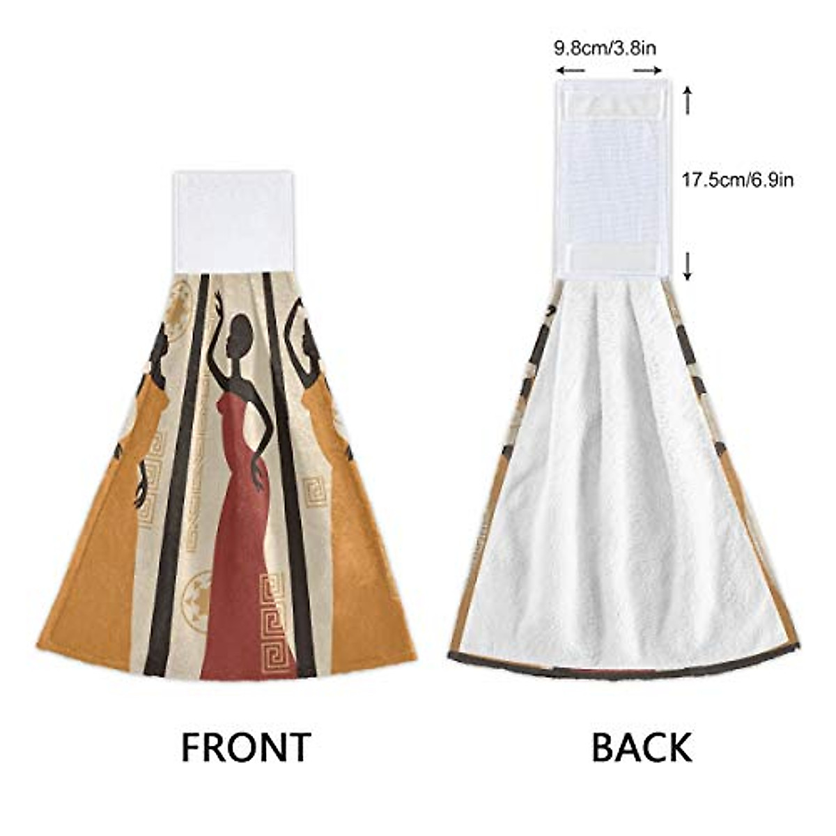 DOMIKING Absorbent Hanging Kitchen Hand Towels - Beautiful African American Women Dishcloths Decorative Hang Cloth Tie Towels for Farmhouse Housewarming Laundry Room