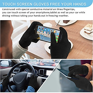 6 Pieces Winter Beanie Hat Scarf Touchscreen Gloves Neck Warm Knitted Fleece Lined for Men and Women (Black, Dark Grey)