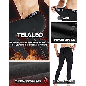 5 Pack Men's Thermal Compression Pants Fleece Lined Sports Tights Athletic Leggings Cold Weather Baselayer Winter Gear L