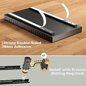 GoMaihe Pull-out Pots and Pans Organizer 2 Pack - Under Cabinet Pot Lid Holder for Kitchen - Bakeware & Dishes Storage Rack with Slide Rails - Multi-purpose Silde-out Drawer - Easy to Clean - Black