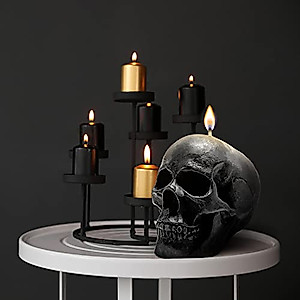 ASTROCUS Gothic Candle Set - Black Skull Candle - Spine Candle - Gothic Halloween Decor Interior - Black Gothic Candle - Horror Decor - Spooky Bathroom Decor - Black Candle