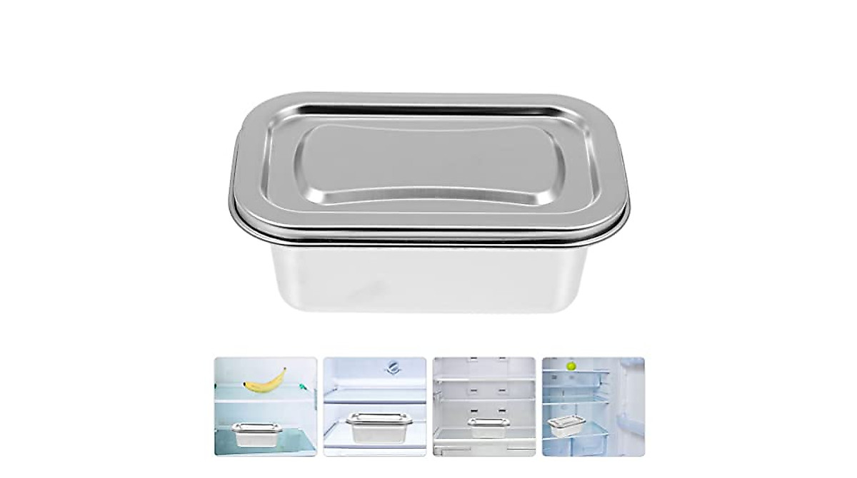 Hemoton Reusable Ice Cream Storage Containers with Lids Stainless Steel ...