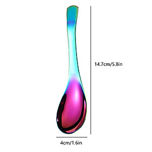 5 PCS Soup Spoon,Stainless Steel Spoon, Mirror Finish Spoons,Kitchen Serving Spoons,Dessert Spoon,Coffee spoon，Ice Cream Spoons for Soup Rice Tea Milk Coffee Dessert(Golden)