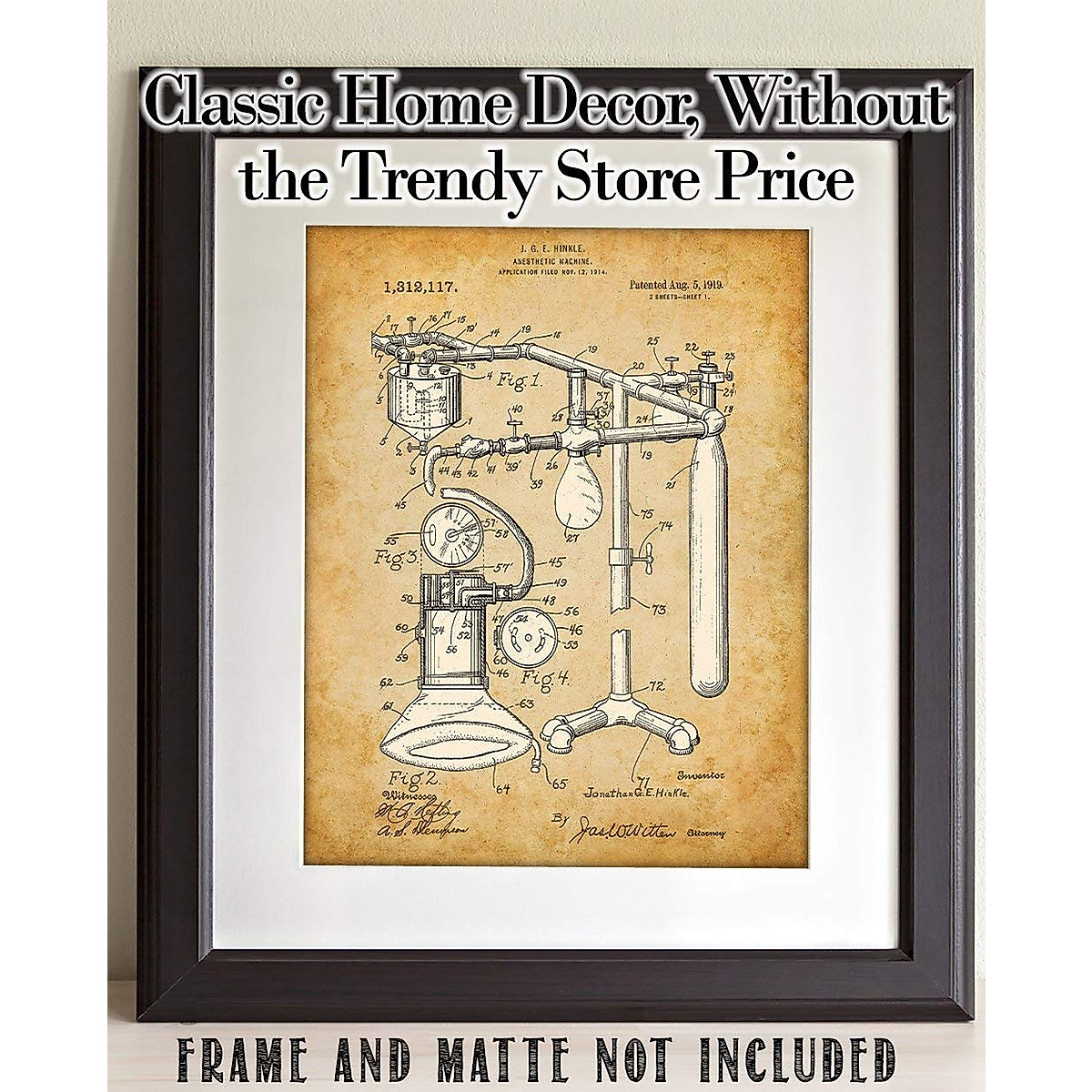 Anesthetic Machine Patent - 11x14 Unframed Patent Print - Great Gift for Doctors, Surgeons, and Anesthesiologist and Home and Office Decor Under $15