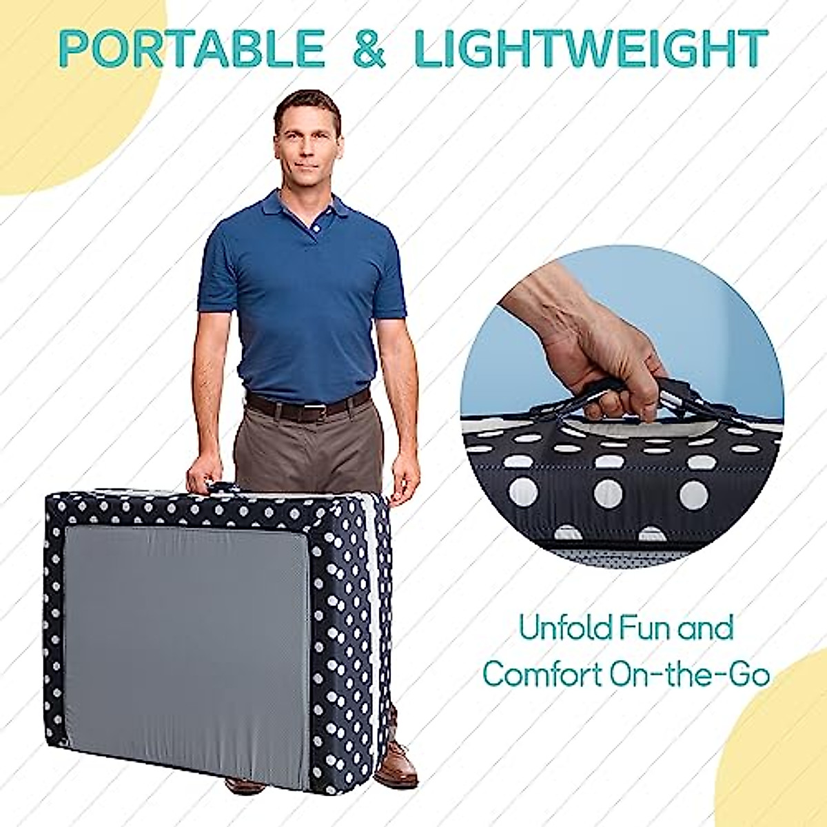 MOOITZ Toddler Bed, 3-in-1 Toddler Floor Bed: Portable, Foldable, and Travel-Friendly - Ideal Travel Bed for Toddlers and Kids, Navy Blue, 55x34 Inch