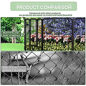 Shikha Decorative Garden Fence Panels 6 Packs 14ft(L) x32in(H) Outdoor Animal Barrier Dog Pet Fencing Rustproof Metal Wire Fence Border for Landscaping Patio Lawn & Garden,Black