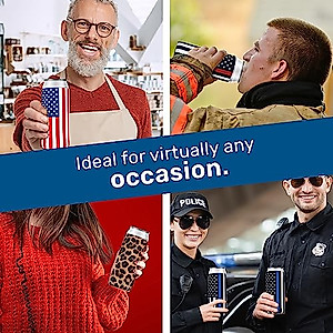 QualityPerfection Slim Can Cooler Sleeves, Beer/Energy Drink Pattern Skinny 12 oz Neoprene Coolie, Thermocoolers for 12 oz Tall Skinny Beverage - 6 Pack (American Flag Navy Blue)