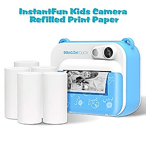 Dragon Touch InstantFun Kids Camera Refill Print Paper, Zero Ink, 5 Rolls, 2 1/4" x 50’, 58mm x 15m, Thermal Paper, Print Paper-White