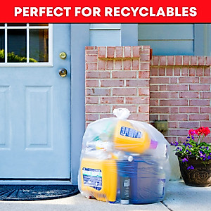 33 Gallon Clear Trash Bags (Value 250 Bags) Large Clear Plastic Bags, Great for Recycling 30 Gallon - 32 Gallon - 35 Gallon. High Density Bag