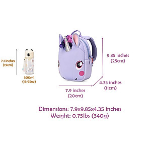 Unicorn Backpack with leash for Girls Kids Backpack Plush Unicorn Toy Bookbag (Purple)
