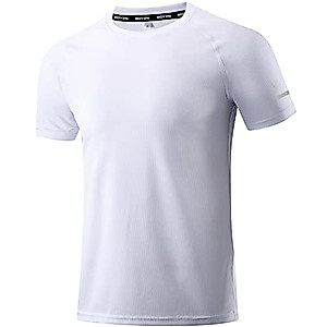 Men's Pack of 1 Workout Running Shirts, Dry Fit Moisture Wicking T-Shirts, Sports Gym Athletic Short Sleeve Shirts White S