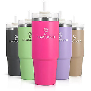 DLOCCOLD 40 oz Tumbler with Flip Straw & Handle,Stainless Steel Leak Proof Tumbler,Double Walled Insulated Water Bottle,Reusable Cup, Portable Travel Mug Fit in Cup holder