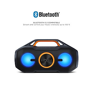 ION Audio AquaSport Max - Water-Resistant Bluetooth Stereo Speaker with Lights (Renewed)