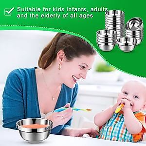 Mimorou 20 Pack 304 Stainless Steel Bowl Set 13oz Double Walled Insulated Snack Bowls Small Metal Mixing Bowls Lightweight Toddler Bowl Multipurpose Dinner Bowl for Ice Cream, Cereal, Snack