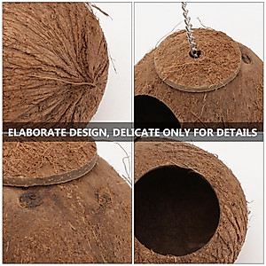 balacoo 2pcs Coconut Parakeet Nesting Box - Hanging Bird Nest Hut Natural Coconut Birdhouse Cage, Bird Hideout, Breeding Nest for Parrot Parakeet and Small Birds