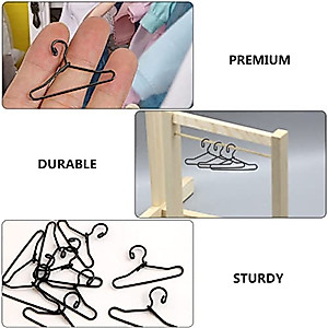 SAFIGLE 25pcs Simple Sturdy Miniature Dress for House Small Coat Clo Hangers Plastic Holders Clothes Black Outfit Holding Rack Clothing Mm Practical Support Hanging Wire Accessories