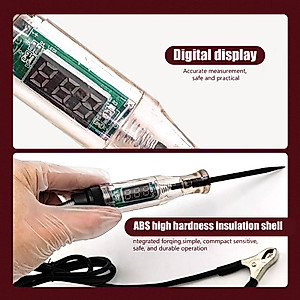 Slykew Pack-1 Automotive Test Light Digital LED Circuit Tester with 70.8 Inches Retractable Spring Wire, DC 3V/6V/12V/24V Inductive Test Pen, Suitable Checking Vehicle Car Truck Motorcycle