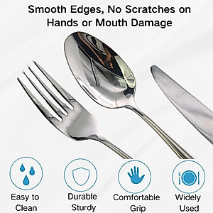 36 Piece Silverware Set with Placemat,MASALACO 6-Piece Stainless Steel Cutlery Set-Knife Fork Butter Knife and Spoon,Mirror Finish,Suitable for Home Restaurant Hotel Kitchen Utensils,Dishwasher Safe