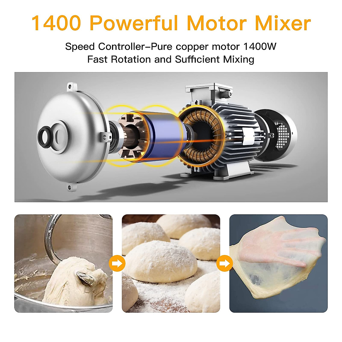 Garvee 7.5QT Stand Food Mixer, 10-Speed Tilt Head 3-IN-1 Kitchen Electric Mixer with Stainless Steel Bowl, Egg Whisk, Dough Hook, Beater, Splash Guard, Compact Dough Mixer for Home Cooks, Black