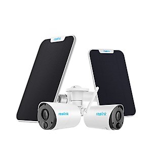 REOLINK 2K Wireless Outdoor Security Camera, Rechargeable Battery-Powered WiFi Camera, 3MP Night Vision, 2-Way Talk, Work with Smart Home/Local SD, Argus Eco 2 Pack Bundle with 2 Solar Panels