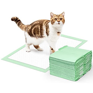 MIZOK Cat Pads 16.9x11.4in Refills for Litter Box, 6-Layer Leak-Proof Super Absorbent Up to 15-Cup Green Tea Odor-Control, Disposable (30 Counts)