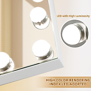 FENCHILIN Vanity Mirror with Lights Hollywood Lighted Makeup Mirror with 14 Dimmable LED Bulbs with 3 Colors Modes for Dressing Room & Bedroom(White)
