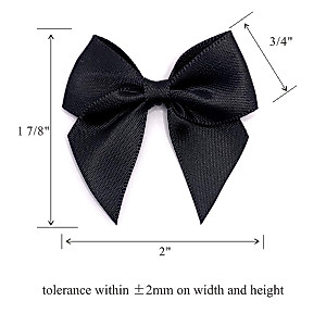 Briefix 25 Pieces Mini Satin Ribbon Bows with Removable Sticky Gel Pads (Black)