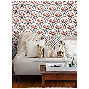 HAOKHOME 96090 Polka Dot Scall Peel and Stick Wallpaper Wave Pink/White/Brown Stick on Removable Home Decorations 17.7in x 118in