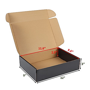 EXYGLO Shipping Cardboard Boxes for Small Business, Packing and Mailing, 12x9x3 - Pack of 20, Black