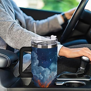 Galaxy Cats 40OZ Tumbler Stainless Steel Travel Mug Water Bottle Car Cup Tea Cups with Lid Black-style