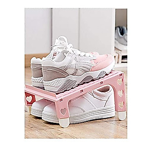 HTLLT Practical and Convenient Shoe Slots Organizer Adjustable Shoe Racks Space Saver Shoe Holder 3 Piece Set,Blue