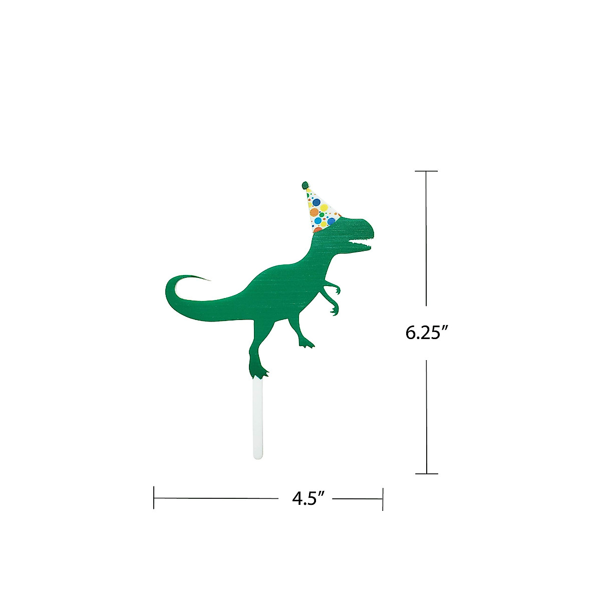 Birthday Dinosaur Acrylic Cake Topper for Any Birthday Party - Trex, Tyrannosaurus Rex Party Hat Polka Dot