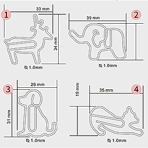 Cucumis 20 Pcs Creative Animal Paper Clips Rose Gold Decoration Bookmark Bill Organization Reading School Supplies (Elephant -20piece)