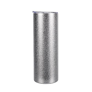 Elanze Designs Bumble Bee Hive Honeycomb Wrap-Around Design 20 Ounce Insulated Stainless Steel Coffee Travel Tumbler Mug Cup, Slide Top Lid & Reusable Straw, Silver Sparkle Glitter