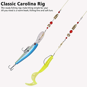 OROOTL Carolina Rig for Bass Fishing, 5pcs CRR Carolina Ready Rigs Pre-Rigged Bass Fishing Weights Carolina Keeper Tackle Sizes 1/4 3/8 1/2 3/4 1oz