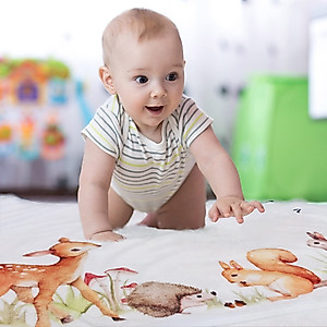 Yoothy Woodland Baby Monthly Milestone Blanket for Boy Girl Unisex, Gift for Baby Shower, Baby Photo Blanket for Newborn Picture, Wreath &12 Stickers Included, Soft Flannel Blanket 45''x40''