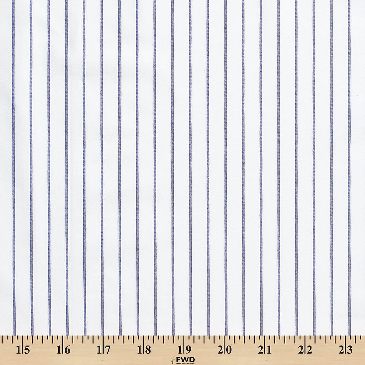 Suave 1/2" Pinstripe Shirting Poplin Fabric - Imperial Blue 58/59" by The Yard