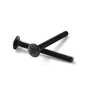 ASMC Industrial 1/4-20 x 2-1/2" Coarse Thread Grade 5 Carriage Bolt - Medium Carbon Steel for Heavy-Duty Fastening - Corrosion-Resistant Black Oxide Finish, Pack of 50