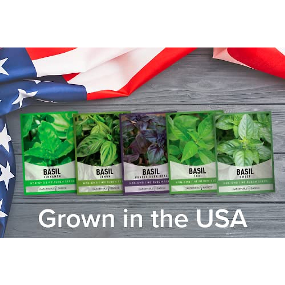 Basil Seeds for Planting Home Garden Herbs - 5 Variety Herb Pack Thai, Lemon, Cinnamon, Sweet and Dark Opal Basil Seeds Herb Seeds for Indoors, Outdoors, Hydroponics & Aquaponic by Gardeners Basics