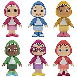 CoComelon 6 Figure Family and Friends Shark Theme Pack - Includes JJ, Nico, Cody, Nina, Bella and Cece in Shark Hoodies - Toys for Kids and Preschoolers
