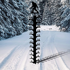 Snow Gauge, 24 Inch Snow Measuring Stick Outdoor, Iron Art Snow Gauge Outdoor, Winter Snowfall Measuring Gauge Metal Snow Measuring Device Yard Decorations (A)