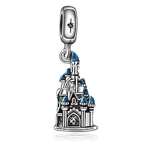 magic Castle Dangle Charm 925 Sterling Silver Pendant,Girl Jewelry Beads Gifts for Women Bracelet&Necklace A0243