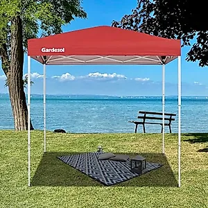 Gardesol 6'x4' E-Z Pop Up Outdoor Portable Canopy Tent with Carry Bag and White Frame, UV-Protected - Red