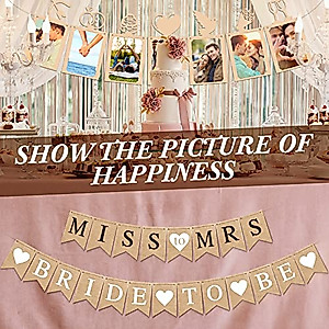3 Pieces Bride to Be Banner Burlap Banner Kraft Bride to Be Photo Banner Bridal Shower Decorations Bride to Be Decorations Miss to Mrs Banner Rustic Bunting Garland for Party Decorations Supplies