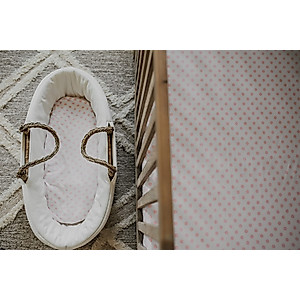 NODNAL CO. Pink Fitted Crib Sheet for Baby Mattress - Jersey Knit Cotton for Girl Nursery Bedding - Chevron, Polka Dot, and Stripe Crib/Toddler Sheets (Polka Dot)