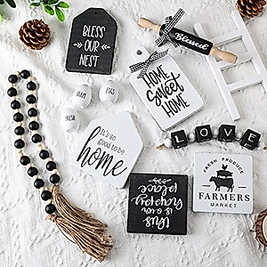 BFAZKXY 12pcs Farmhouse Tiered Tray Decor Set, Rustic Farmhouse Decor Wood Sign for Home & Kitchen Decor