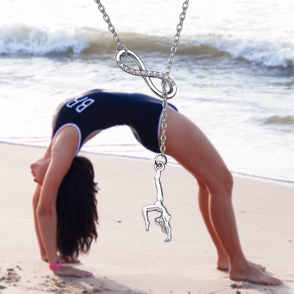 FUSTMW Gymnast Gift Gymnastics Y Necklace Infinity Love Charm Gymnast Jewelry Gymnastics Class Gift for Women