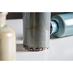 CwlwGO- Ceramic vase 3 Piece Set, Small Rustic Vase for Country Home Decor, Modern Farmhouse/Living Room /Tabletop Decor, Bookcase, Fireplace and Entrance Decorate